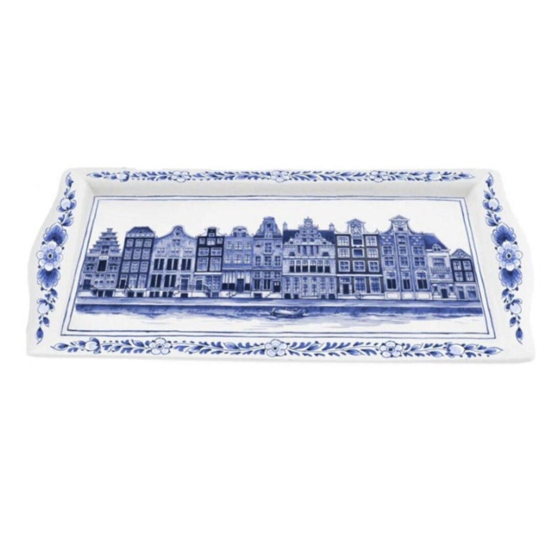 Delft Blue Serving Tray or Plate With a Dutch Landscape With a Windmill ...