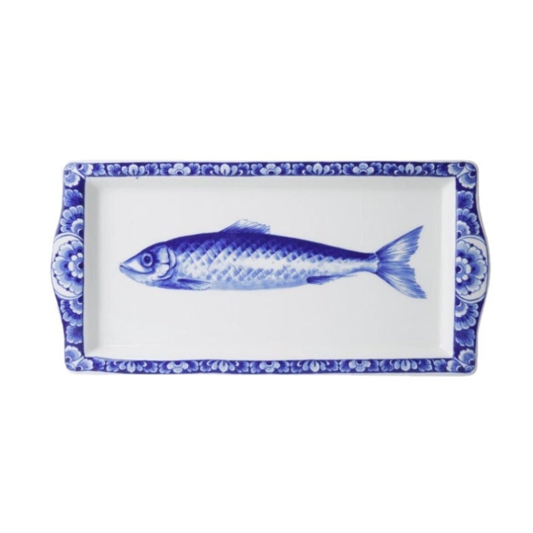Delft Blue Serving Tray With a Fish Pattern, Traditional Dutch Herring ...