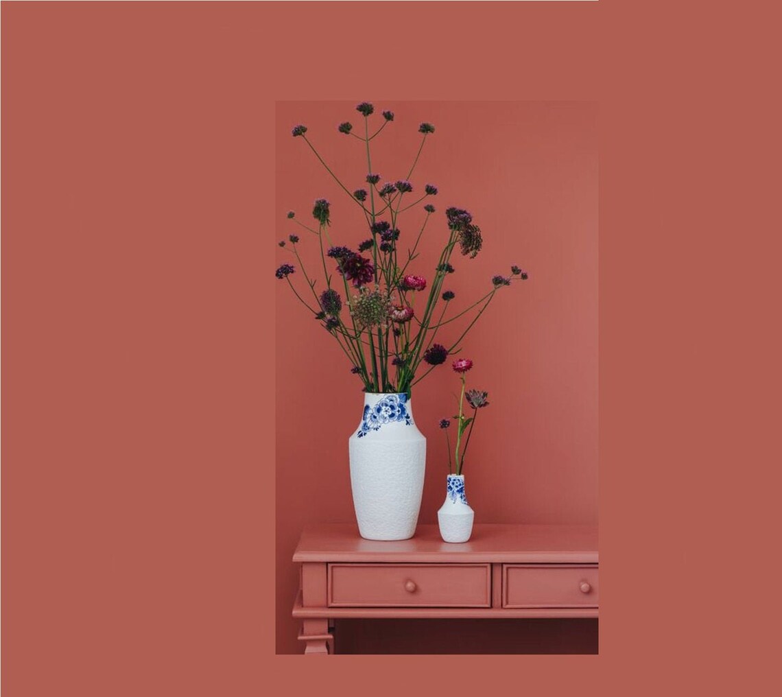 Delft Blue Porcelain Tulip Vase With Floral Design - Etsy