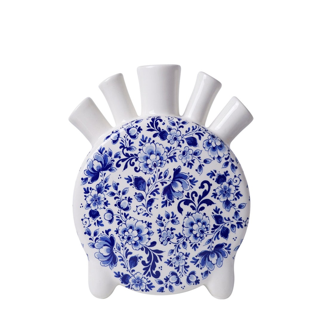 Round Delft Blue Tulip Vase Tulip Design With Several Spouts and Legs ...