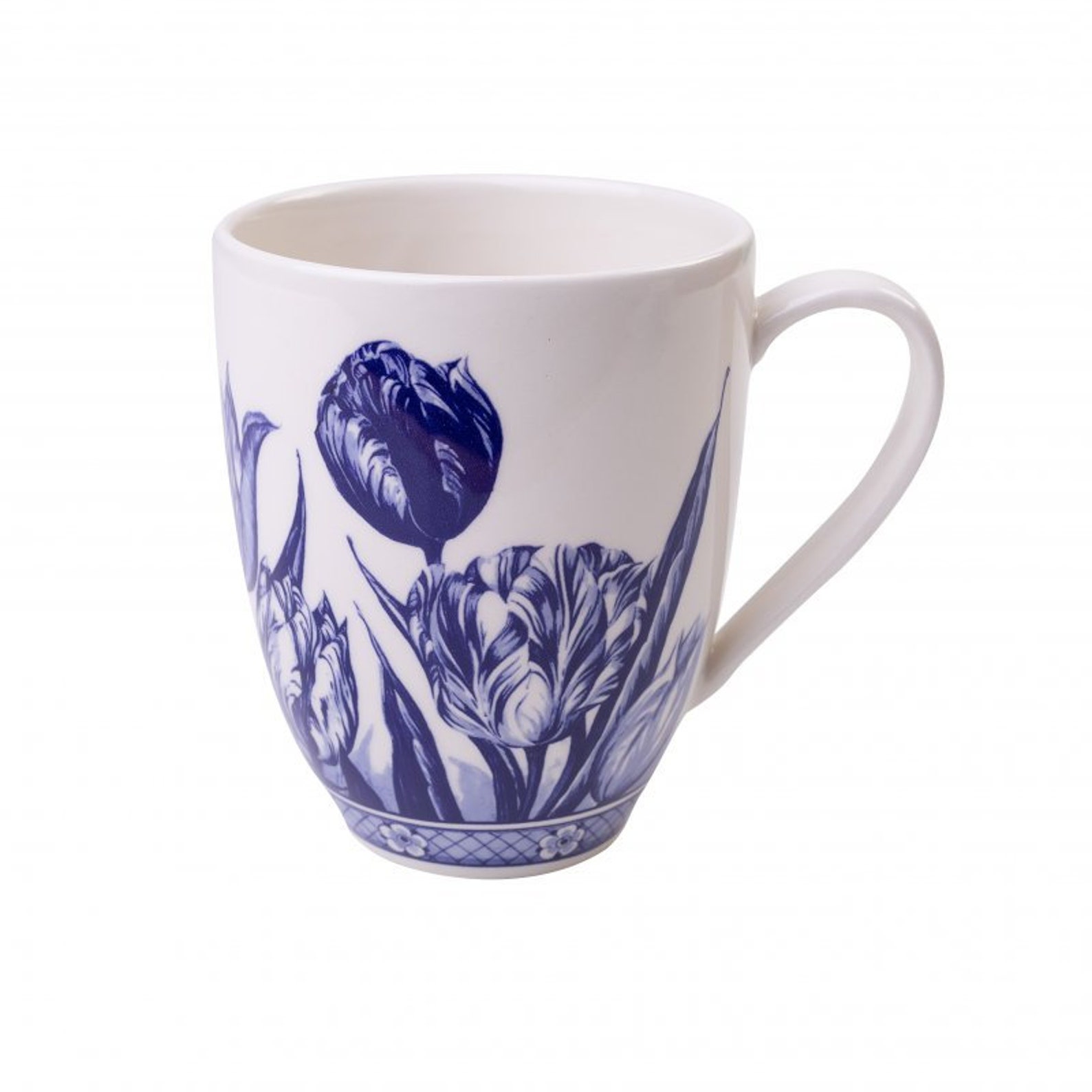 Delft blue porcelain coffee cup or coffee mug with flower | Etsy