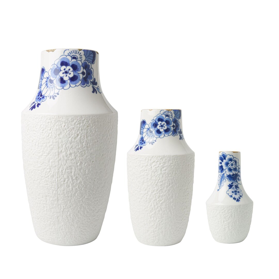 Vases Set / 3 Pcs, Blue Blossom, Delft Blue Porcelain and Floral Design ...