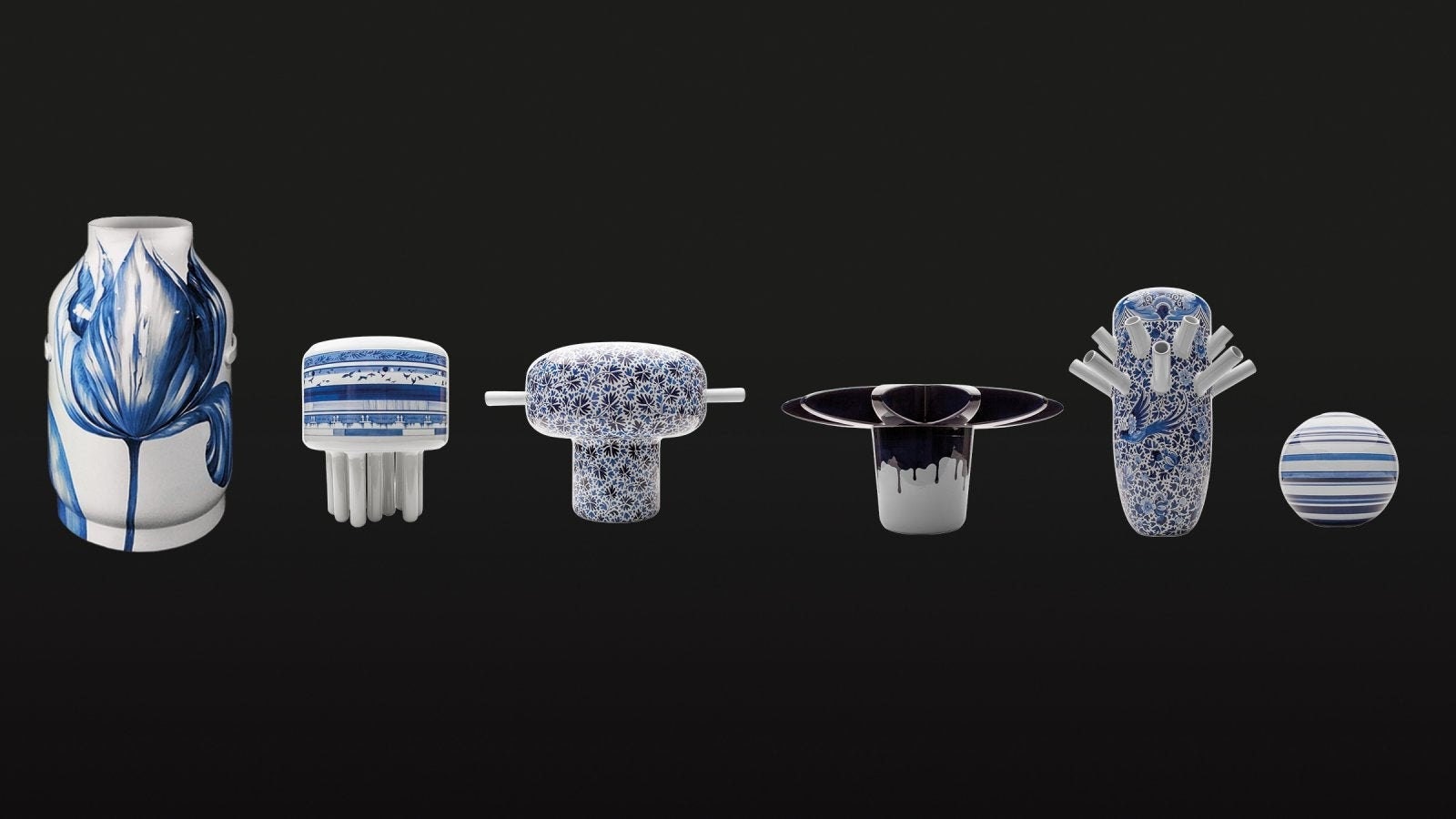 Exclusive Delft Blue Porcelain Tulip Vase, 6 Vases in 1, Exclusive Hand ...