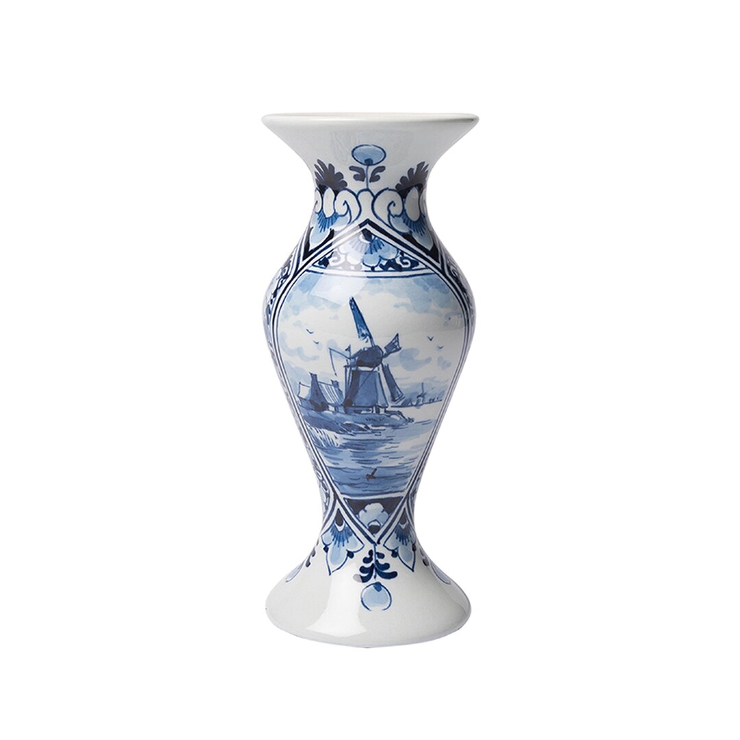 Handpainted, Delft Blue Vase Landscape Small - Etsy