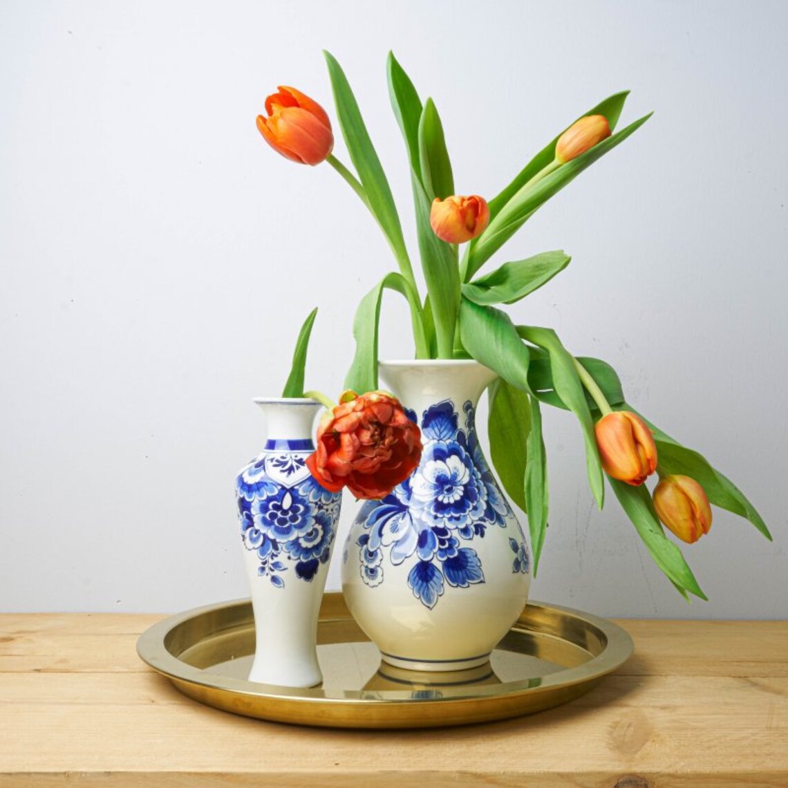 Delft Blue Slender Vase With Floral Design by Heinen Delfts | Etsy
