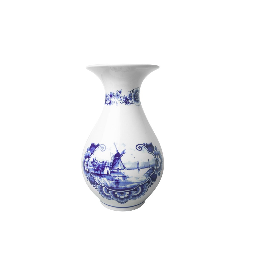Delft Blue Belly Vase With Landscape Design by Heinen Delfts Blauw - Etsy