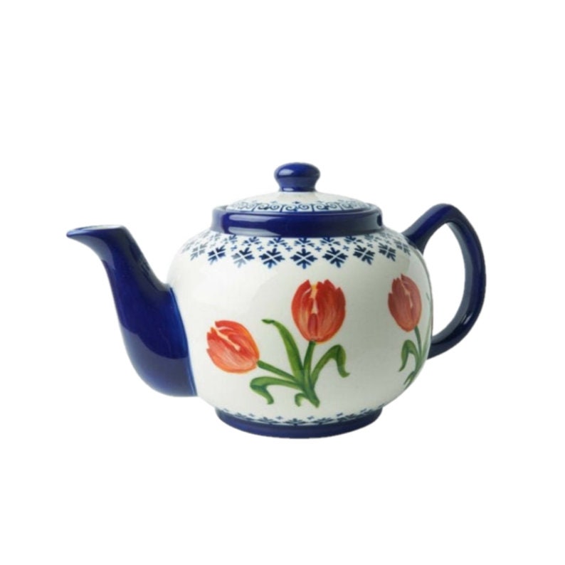 Delft Blue Teapot With Tulips Handmade and Hand-painted | Etsy