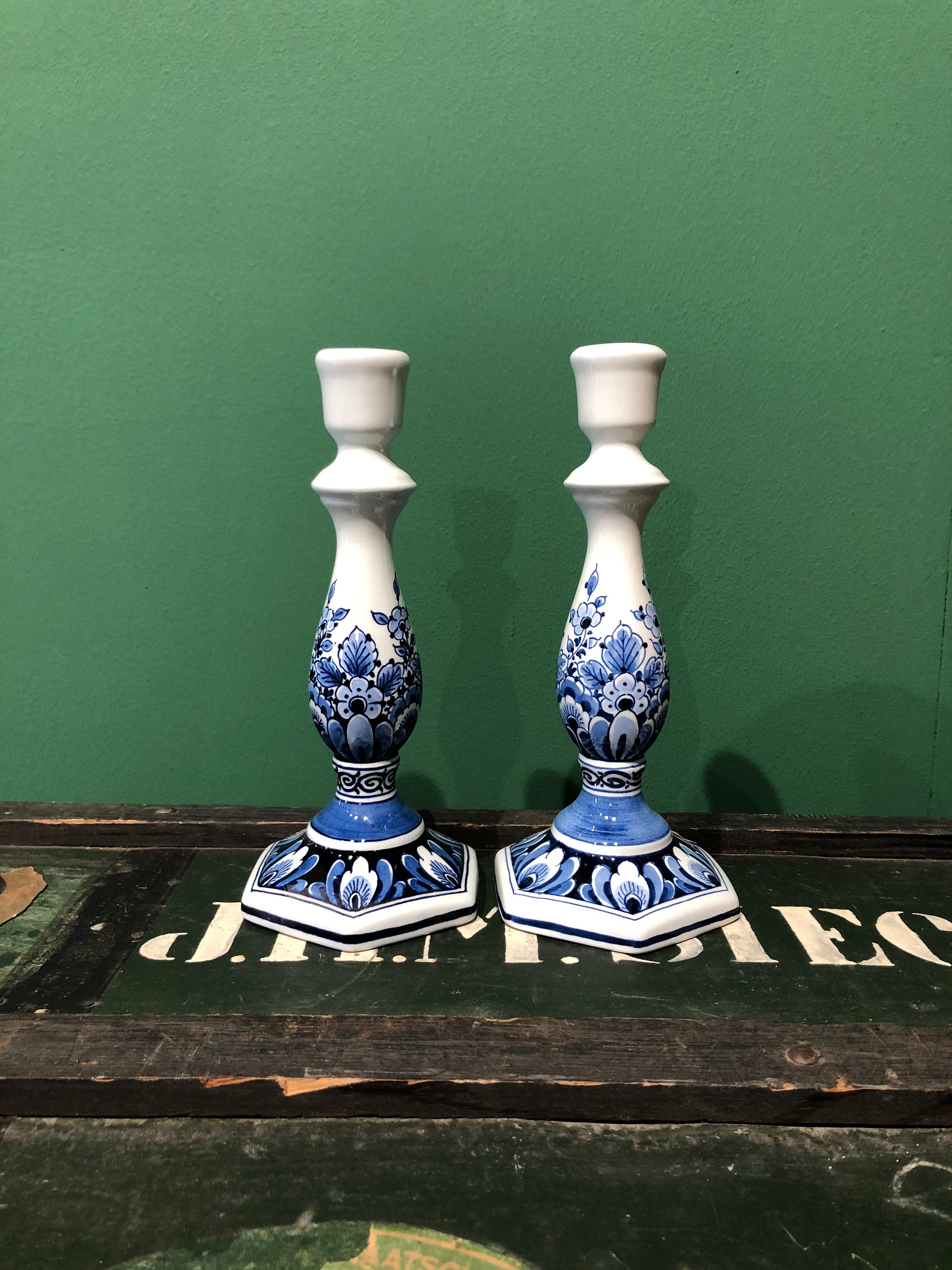 Delft Blue Candlestick Holder Hand-painted Porcelain - Etsy