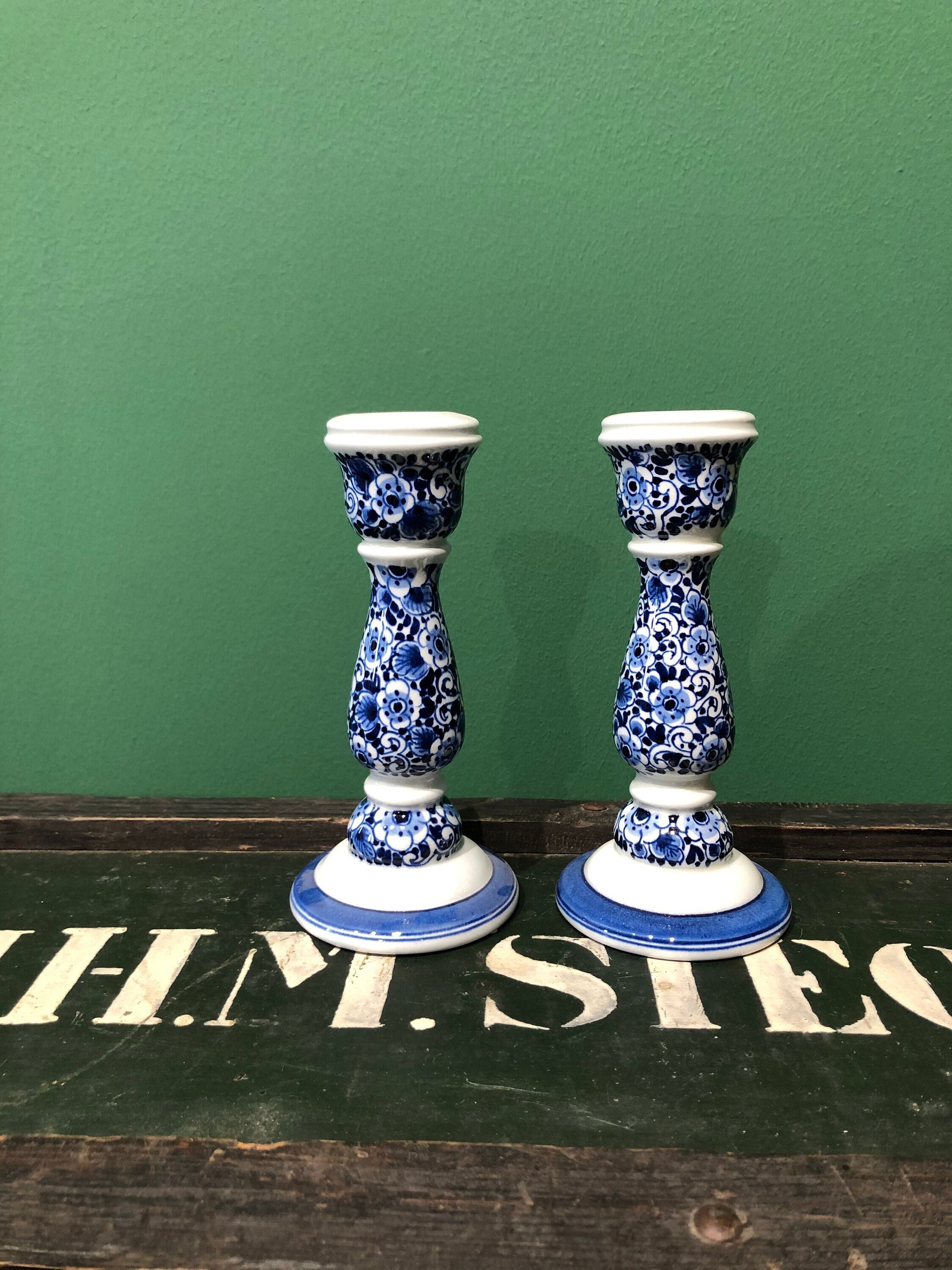 Delft Blue Hand-painted Candlestick Holder Real Handmade - Etsy