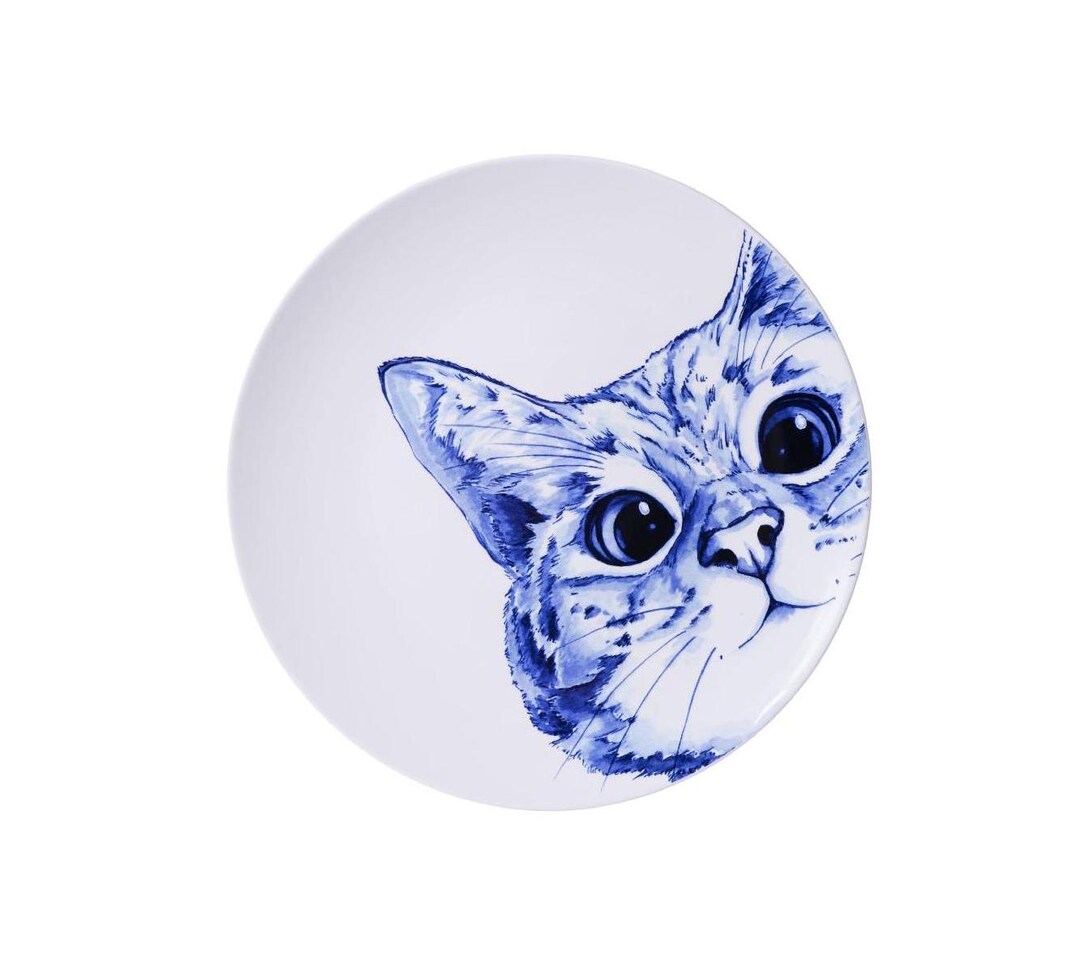 Wall Plate Cat - Delft Blue - Ceramic - 31 Cm - Etsy