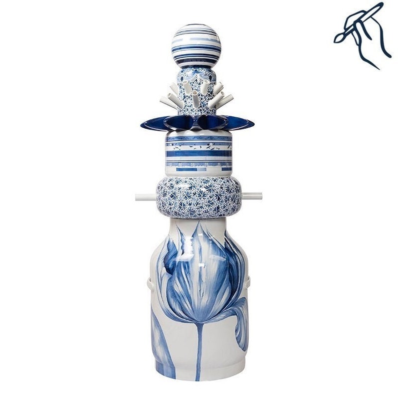 Exclusive Delft Blue Porcelain Tulip Vase, 6 Vases in 1, Exclusive Hand ...