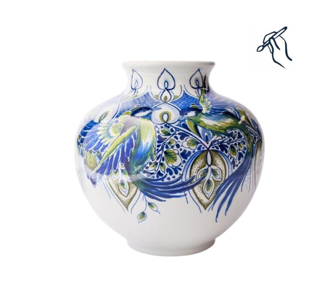 Stunning Delft Blue Tulip Vase Fully Handpainted Porcelain - Etsy