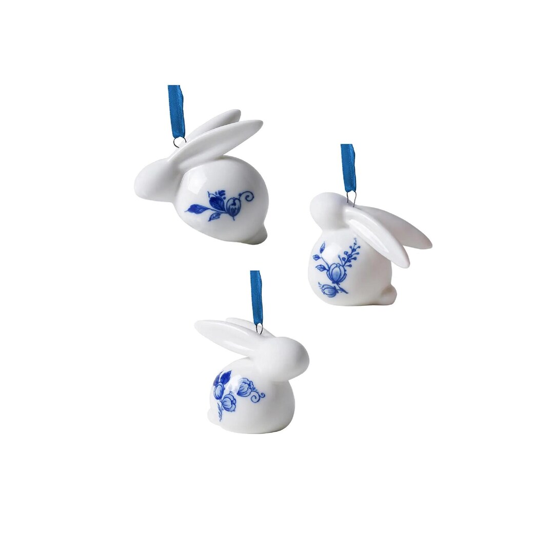 Ornament Rabbits / 3 Pcs, Delft Blue by Heinen Delfts Blauw - Etsy