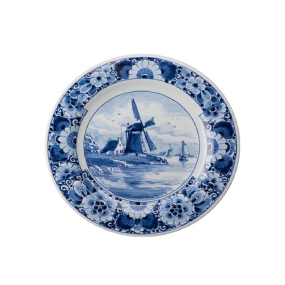 Wall Plate Delft Blue Porcelain With Dutch Landscape Fully | Etsy