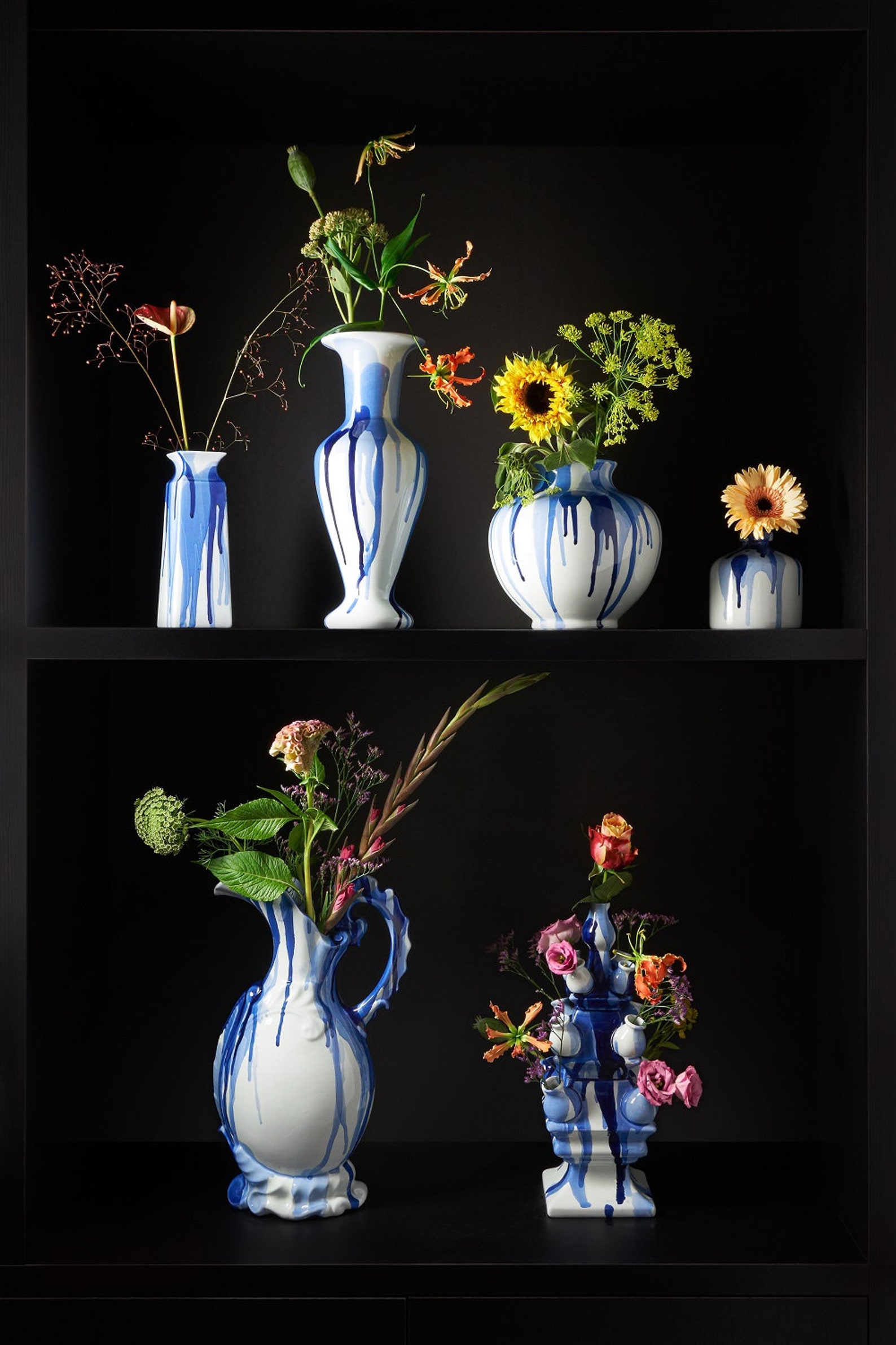 Modern Delft Blue Vase With Drip Effect Hand-painted - Etsy