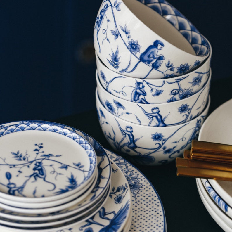 Set of 2 Delft Blue Dinner Plate Porcelain Decorated With - Etsy