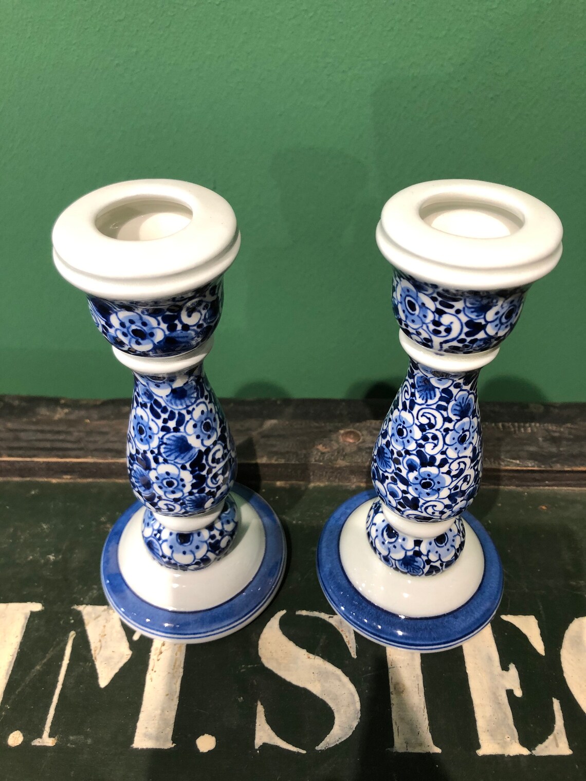 Delft Blue Hand-painted Candlestick Holder Real Handmade - Etsy