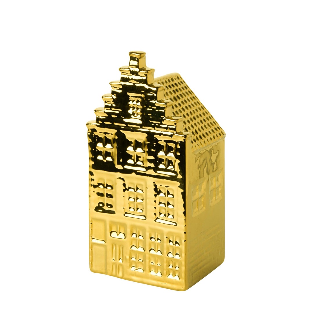 Miniature House Dutch Canal House With Gold Paint, Delft Porcelain - Etsy