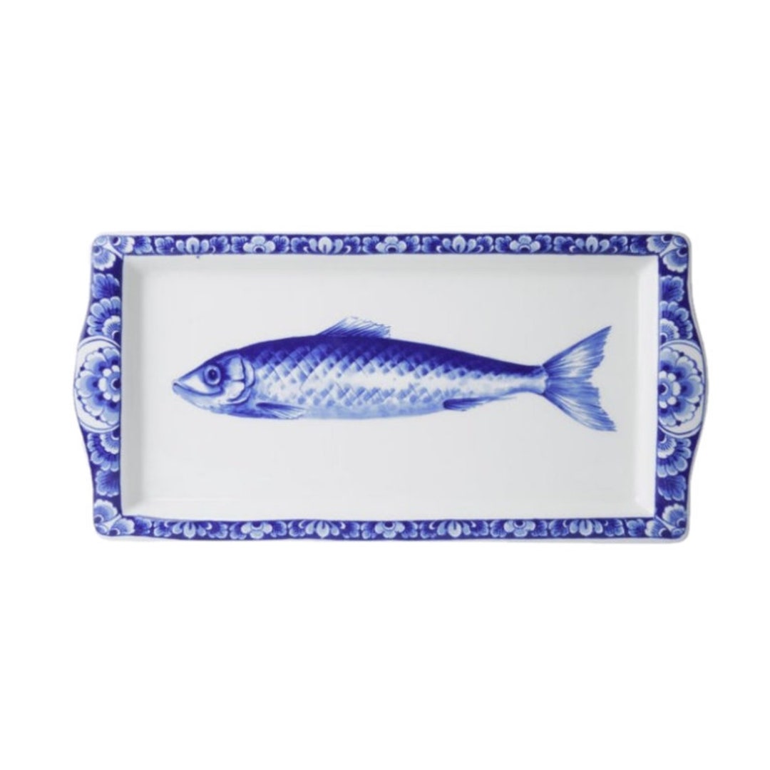 Delft Blue Serving Tray With a Fish Pattern, Traditional Dutch Herring ...