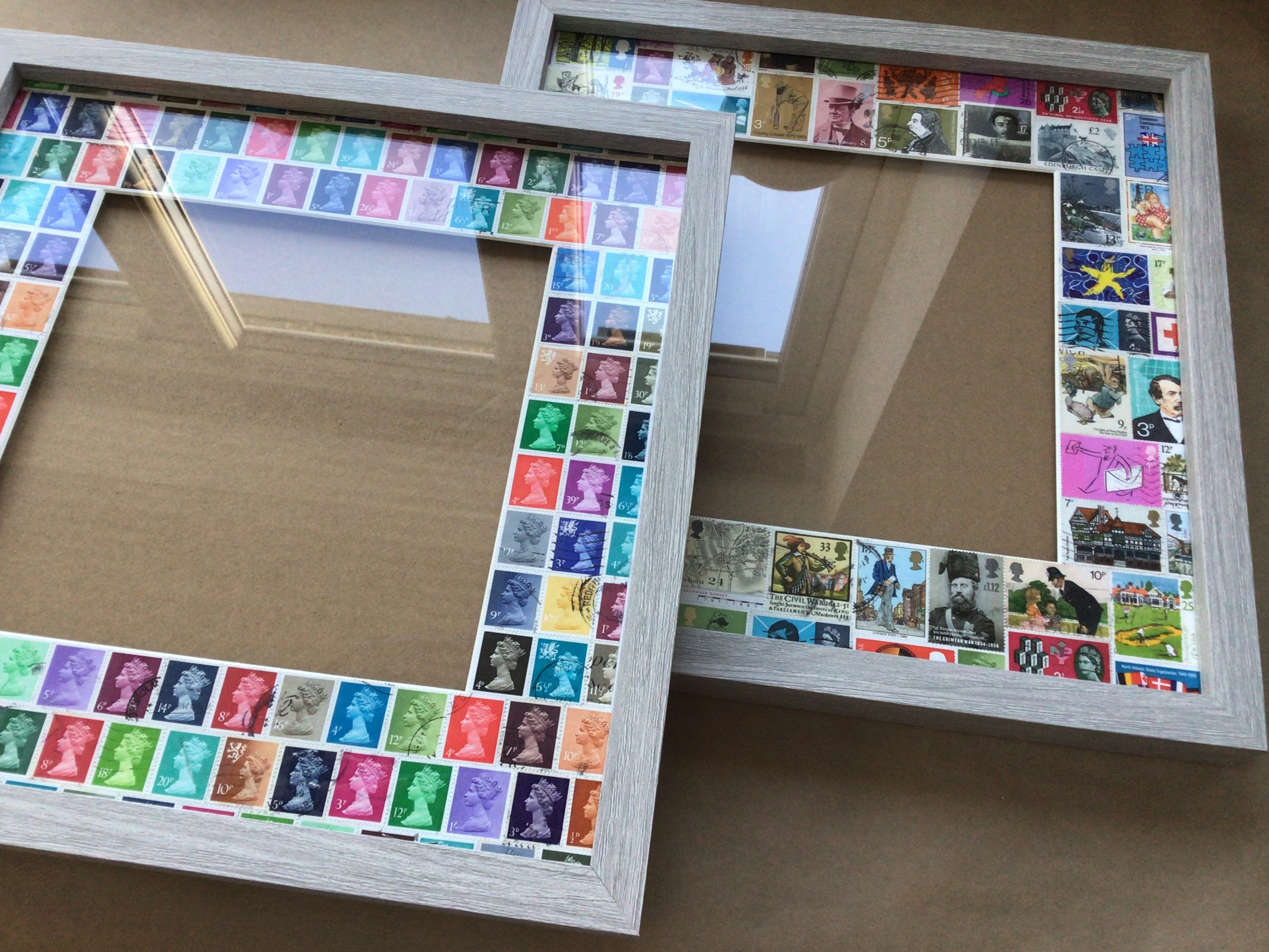 Vintage Maichin and British Postage Stamp Mounts in Grey Wood Effect ...