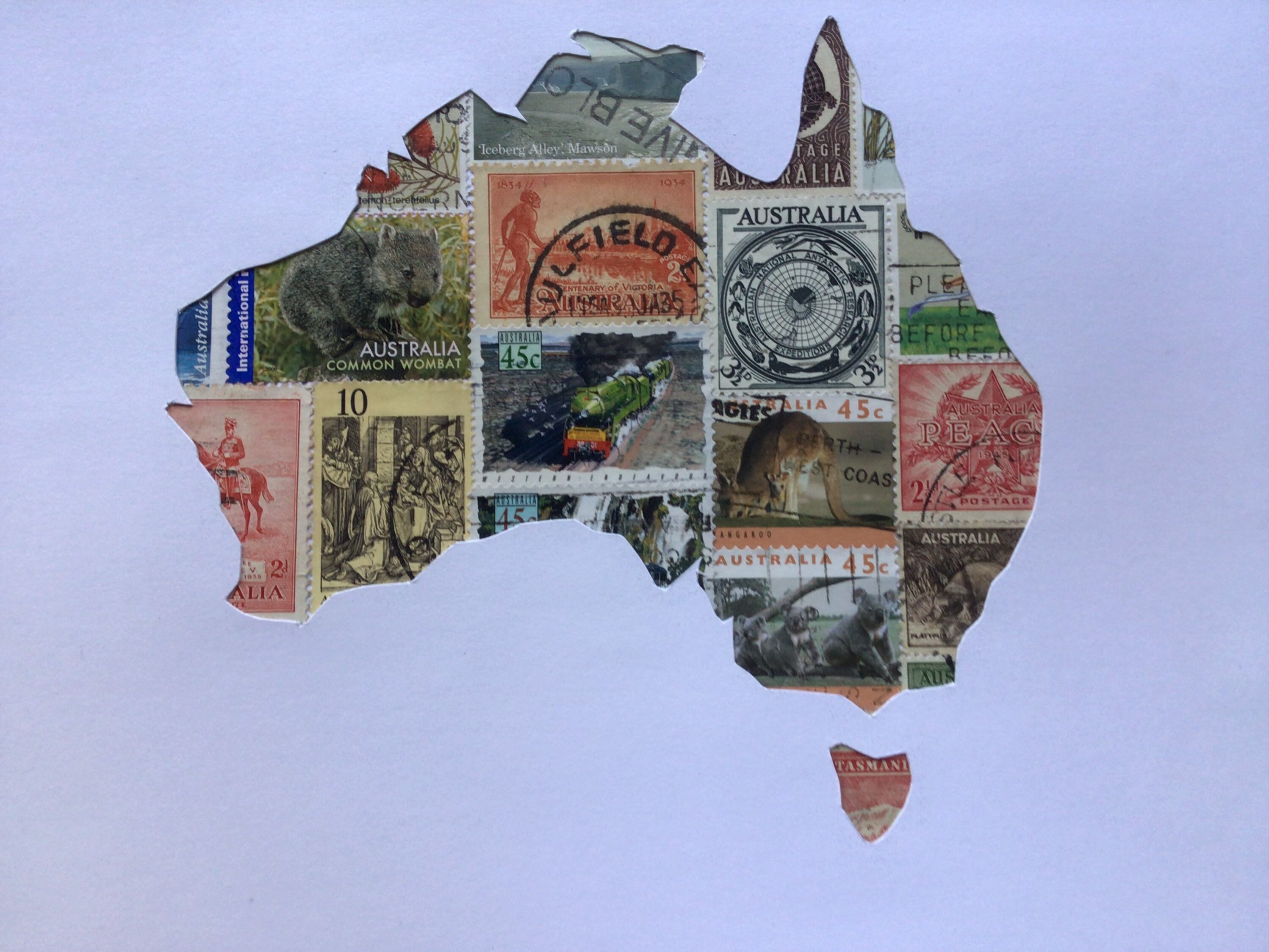 Framed Vintage Stamp Silhouette Maps/ Wall Art Maps / Handmade Picture ...