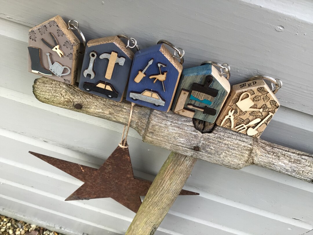 Little Oak Wooden Shed Keyring/handmade Shed Keychain/ Wooden Key Fobs ...