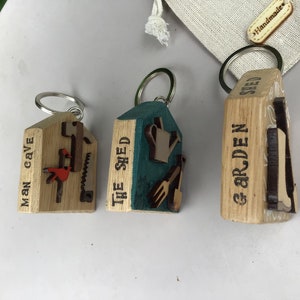 Little Oak Shed Keyrings/ Handmade Shed Key Fobs/ Garden Shed/ Man Cave ...