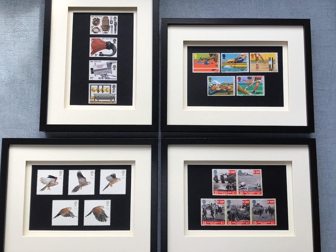 Genuine Vintage Postage Stamp Framed Collections/ Vintage Stamp Art ...