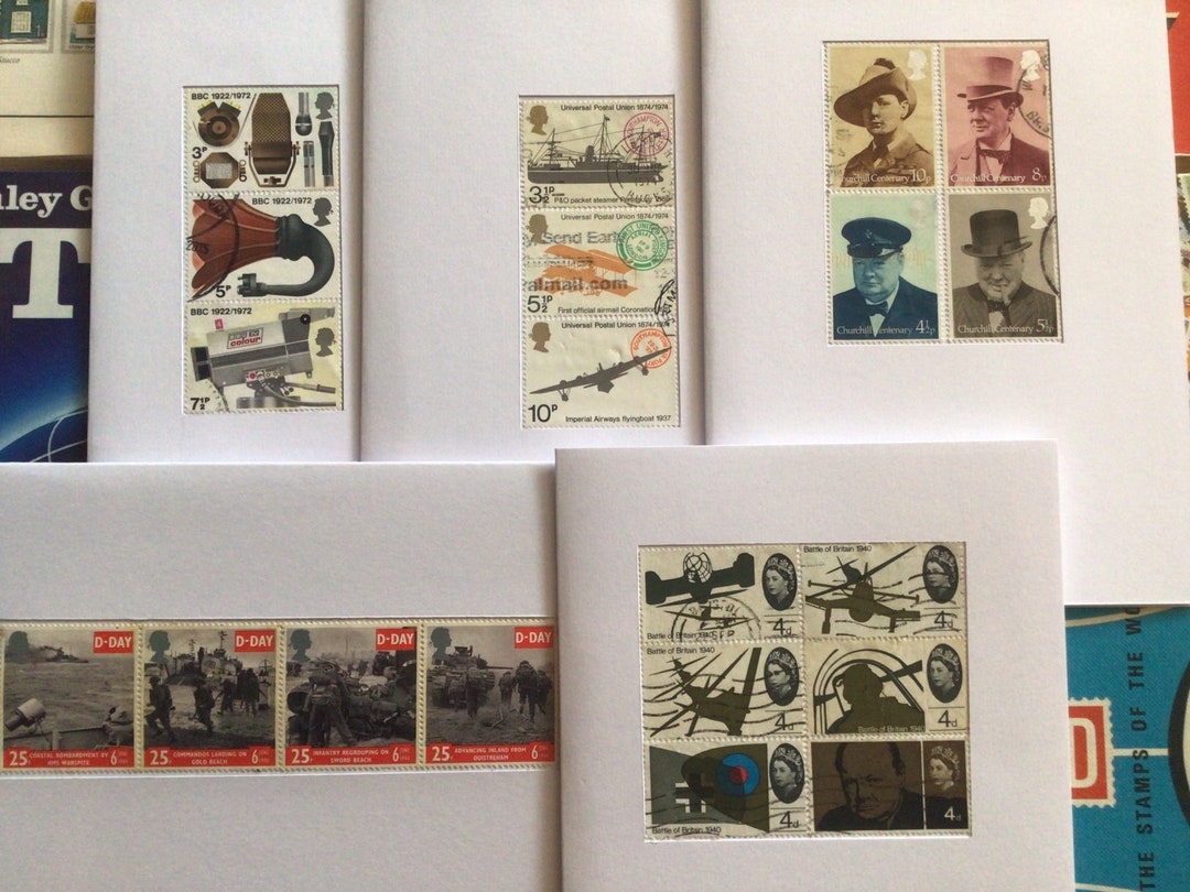 Vintage Recycled Postage Stamp Greeting Cards / Handmade - Etsy