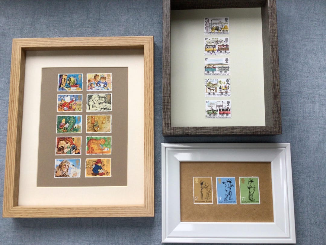 Genuine Vintage Postage Stamp Framed Collections/ Vintage Stamp Art ...