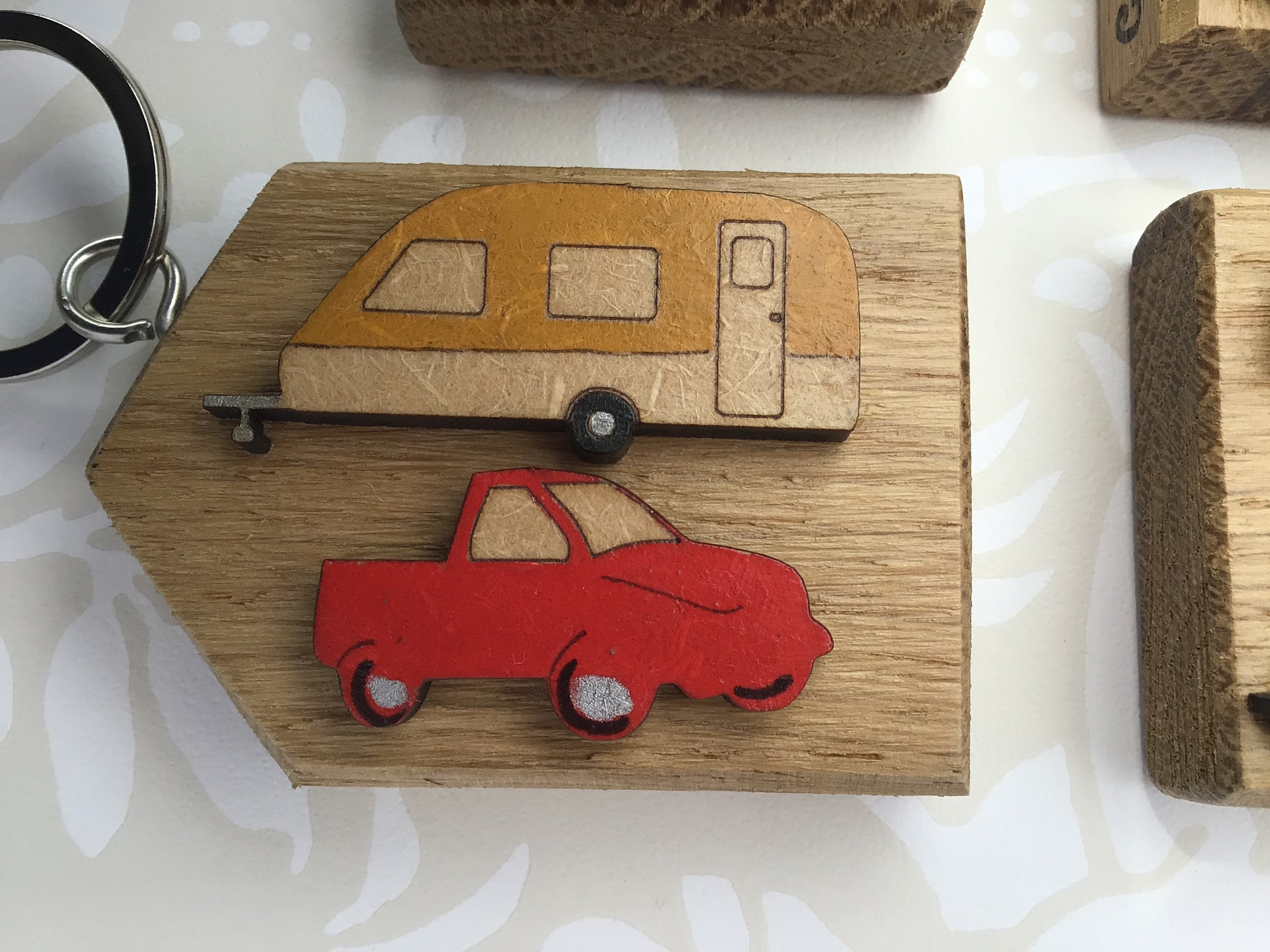 Handmade Oak Caravan/ Campervan Keyrings/ Key Fobs - Etsy