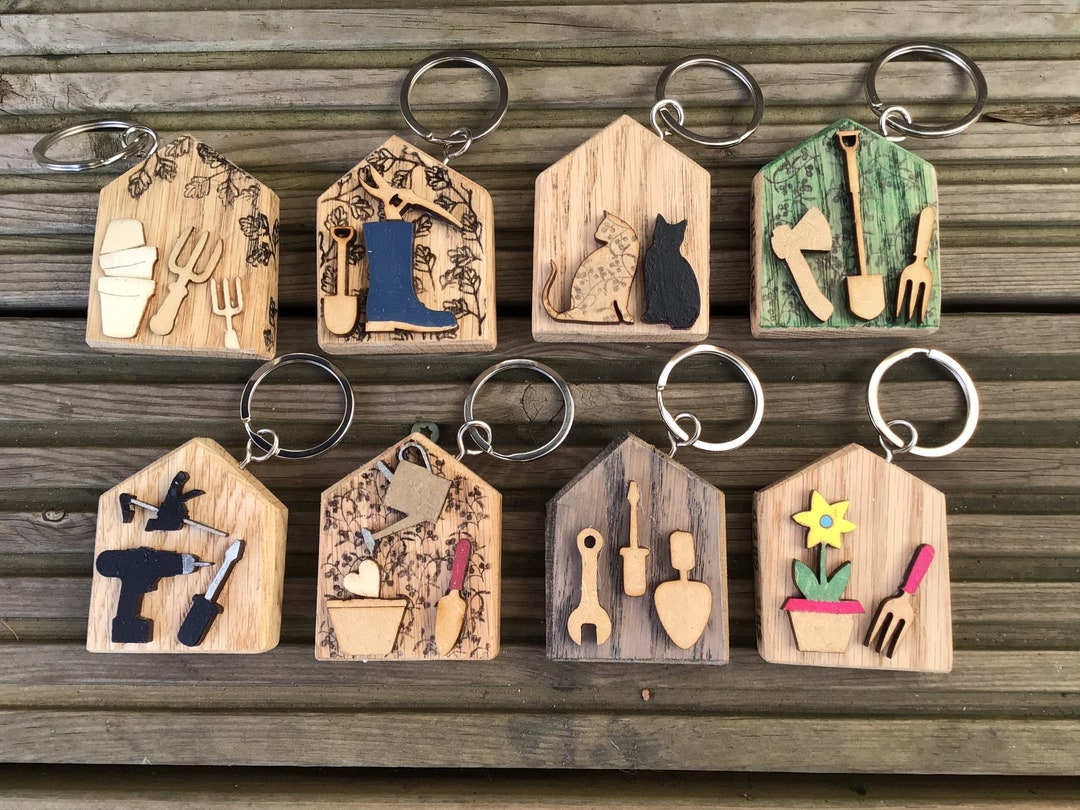 Little Oak Shed Keyrings/ Handmade Shed Key Fobs/ Garden Shed/ Tool ...