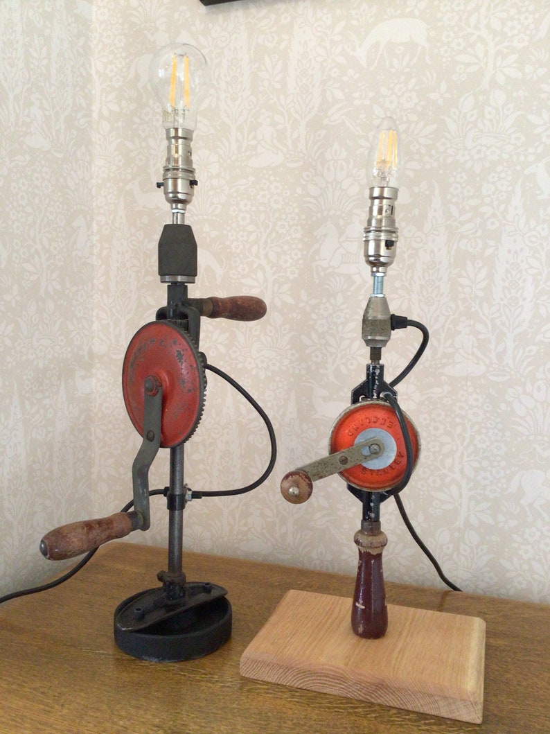 Vintage Antique Hand Drill Lamp Bases/ Steampunk Table Lamps ...
