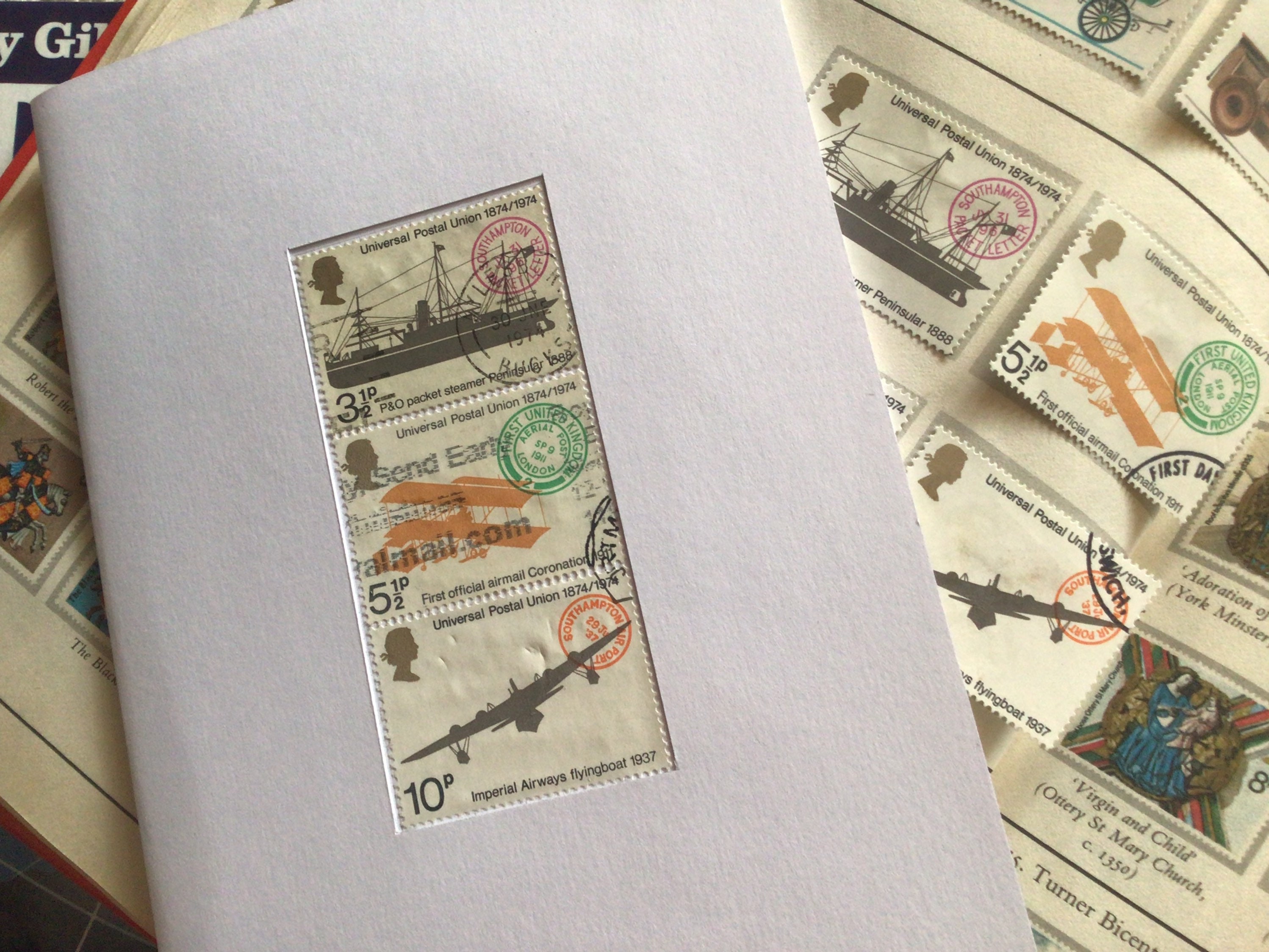 Vintage Recycled Postage Stamp Greeting Cards / Handmade - Etsy
