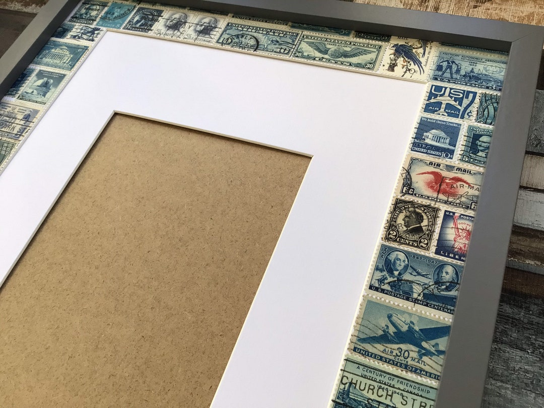 Picture Frame With Vintage Postage Stamp Mount / Postage Stamp - Etsy