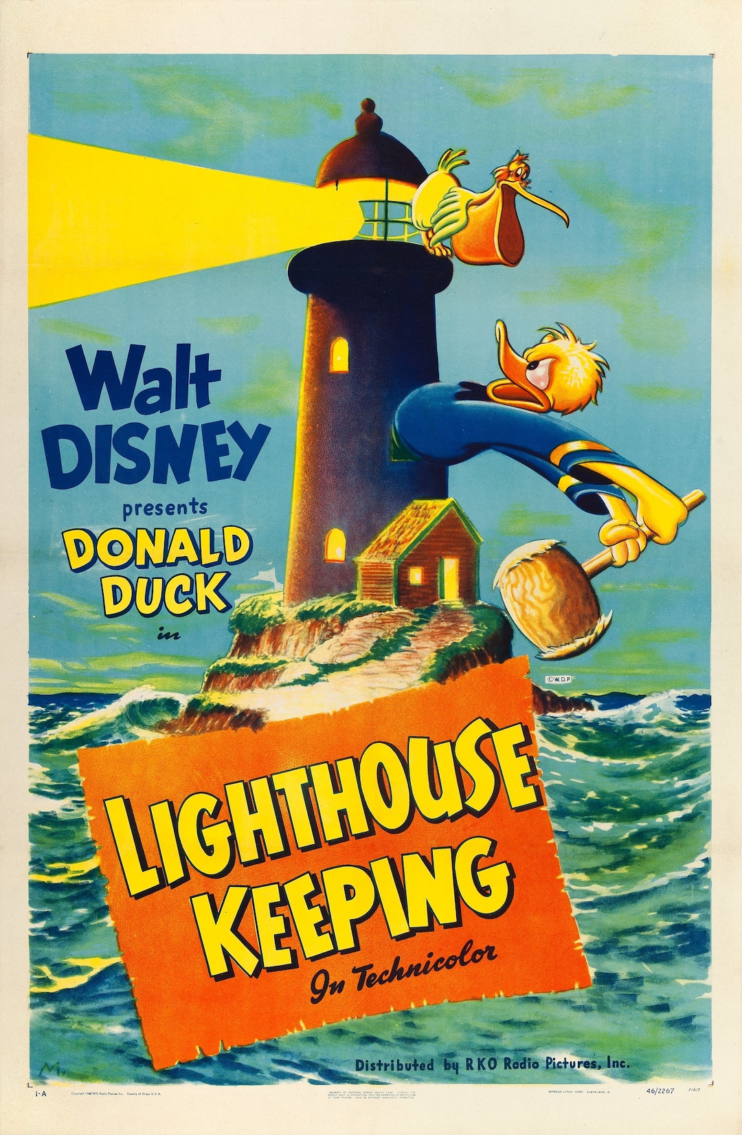 Donald Duck in Lighthouse Keeping RKO, 1946 Movie Poster 13x19 Photo ...