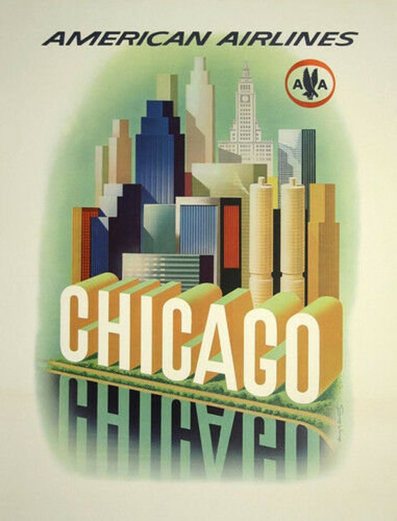 Chicago American Airlines Art Deco Ad 11 X 14 Photo | Etsy