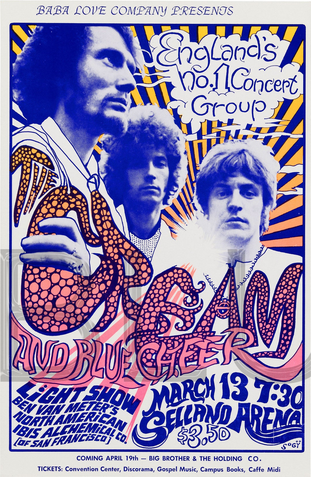 1968 Cream Fresno, CA Colorful Psychedelic Concert Poster 13 X 19 Photo ...