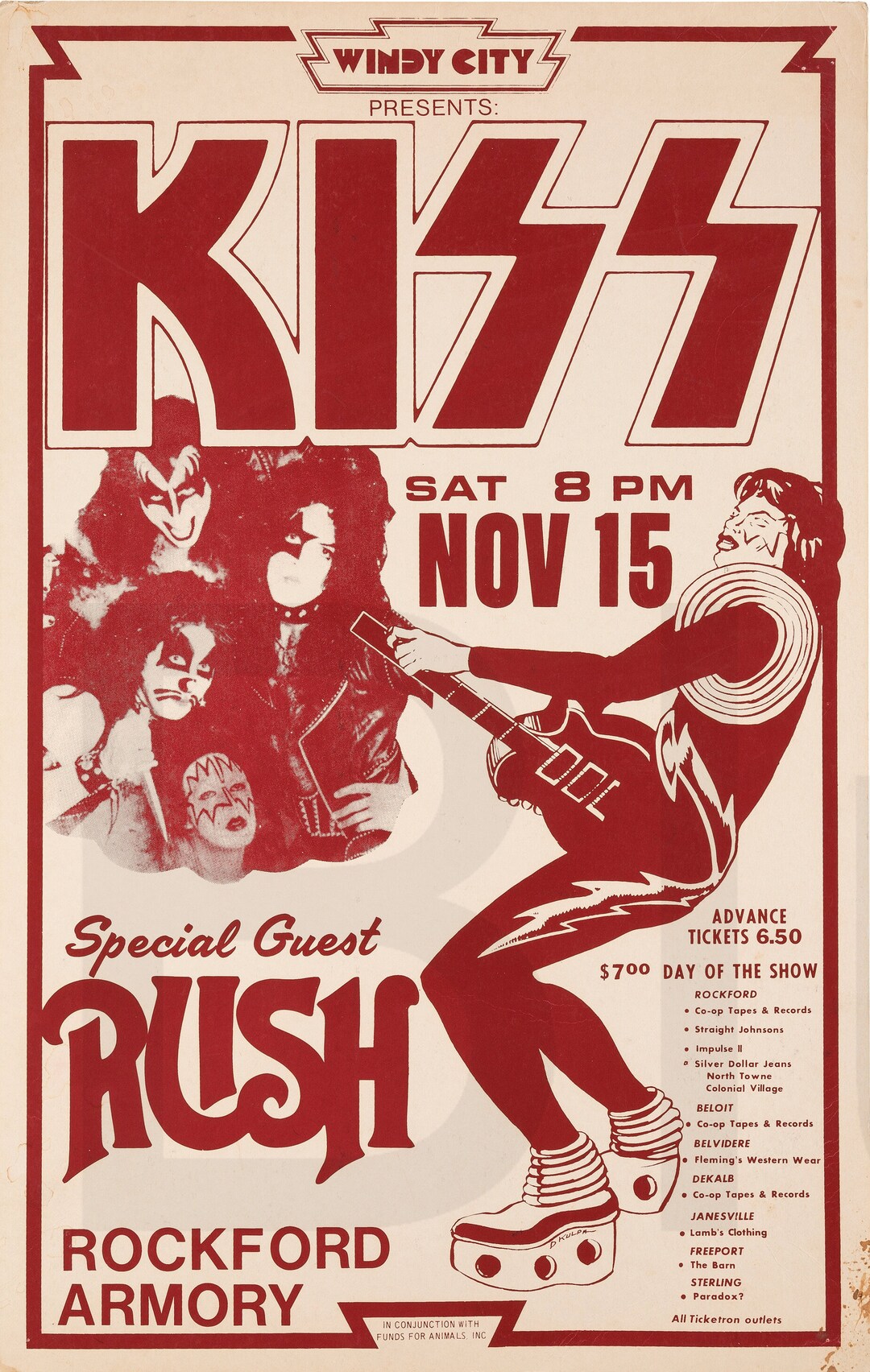 1975 KISS Rush Rockford Illinois Concert Poster 13 X 19 - Etsy