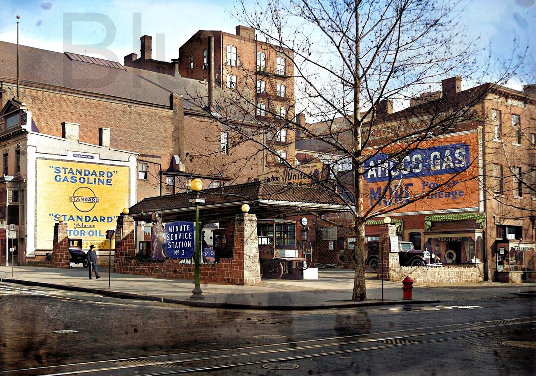 1925 A Standard Oil Gas Station in Washington, D.C. 11 X 14 Photo Print ...