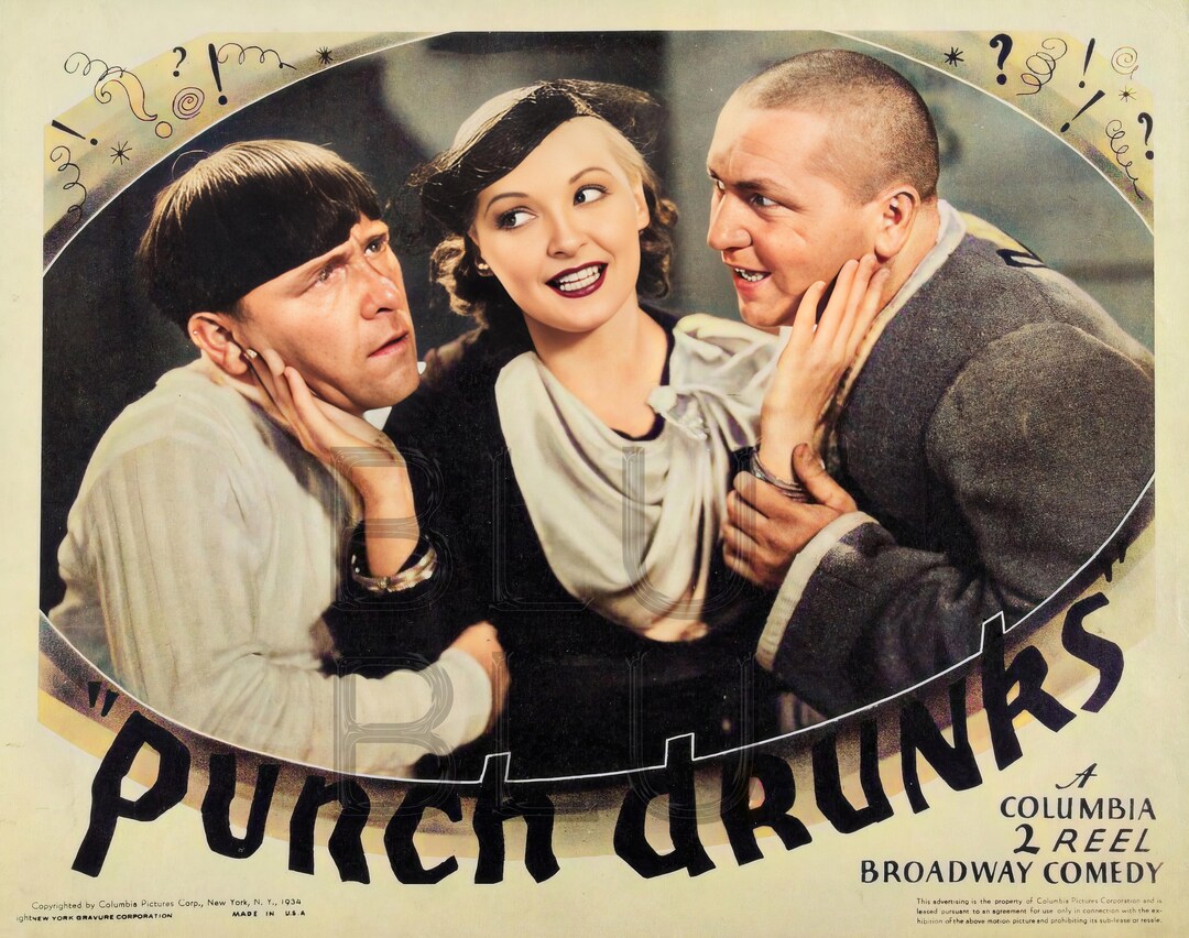 1934 the Three Stooges Lobby Card for Punch Drunks 11 X 14 Photo Print ...