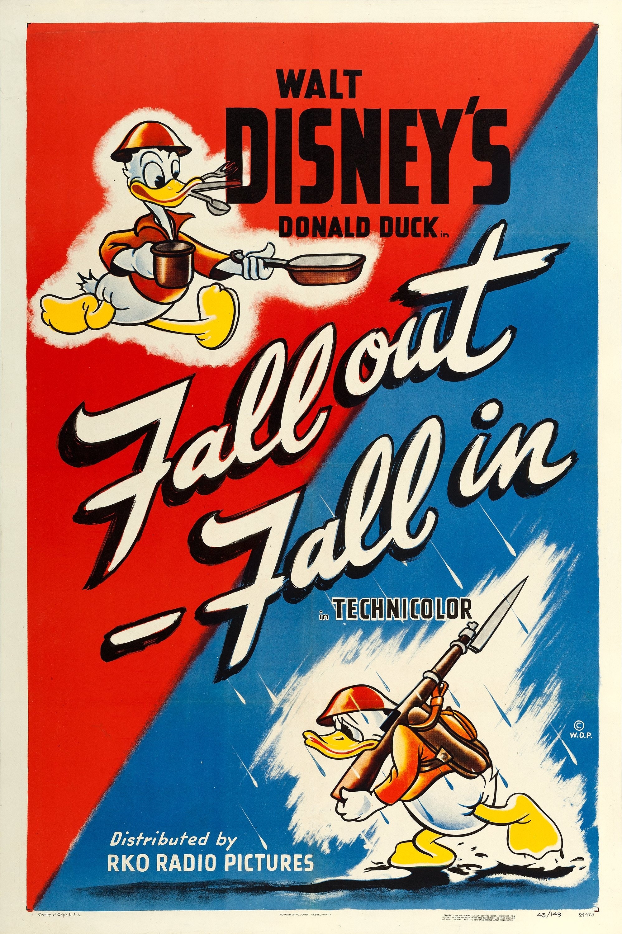 Donald Duck in Fall Out-fall in RKO 1943 Movie Poster - Etsy
