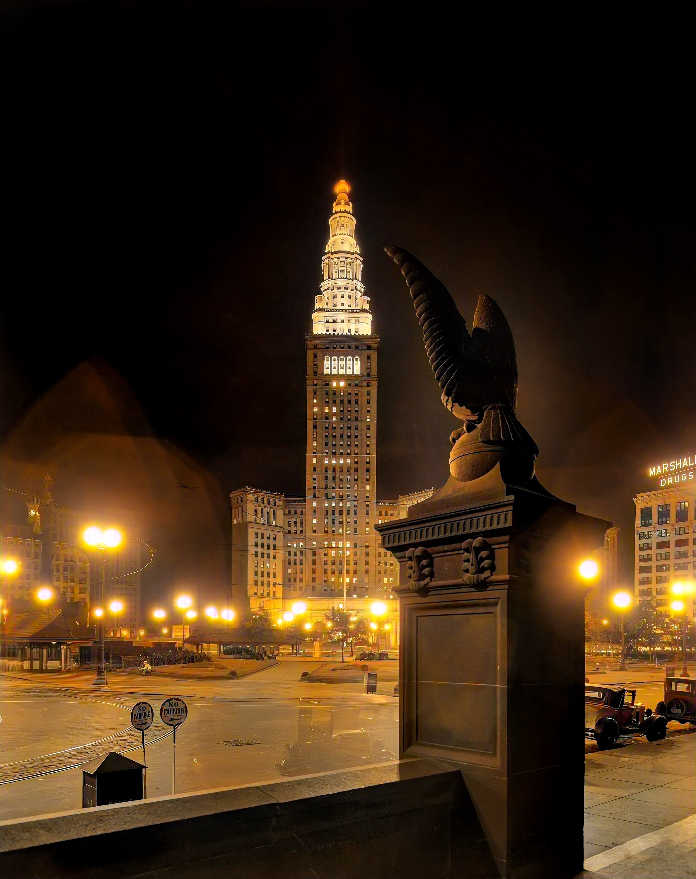 Home Décor Wall Décor 1931 Cleveland Terminal Tower at night 14 x 11 ...