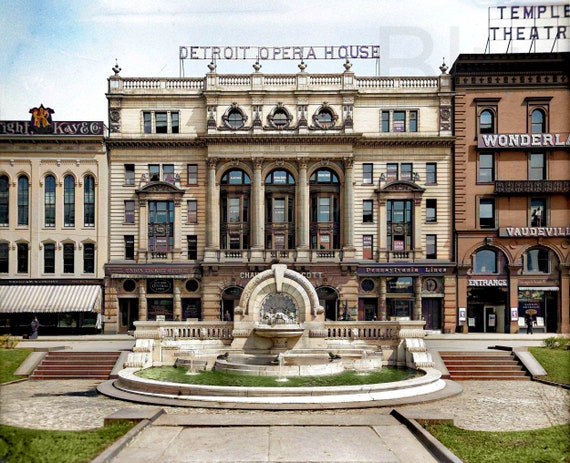1905 Detroit Opera House and Palmer Fountain 14 X 11 Photo - Etsy Finland