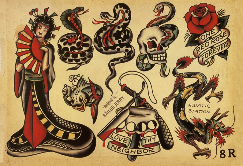 Sailor Jerry Tattoo Art 13x19 Impresión fotográfica - Etsy España