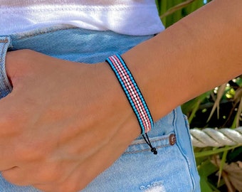 Trans Pride Bracelet Transgender Flag Colours Stretchy Bracelet - Etsy