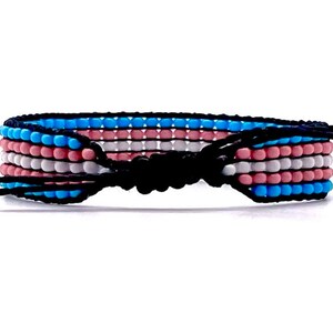 Trans Bracelet, Trans Pride Flag, Transgender Jewelry, LGBTQ Beaded ...