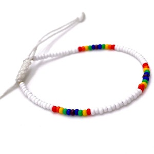 White String Anklet, Rainbow Beaded Ankle Bracelet, Surfer Anklet, Waterproof Anklet, Mens ...