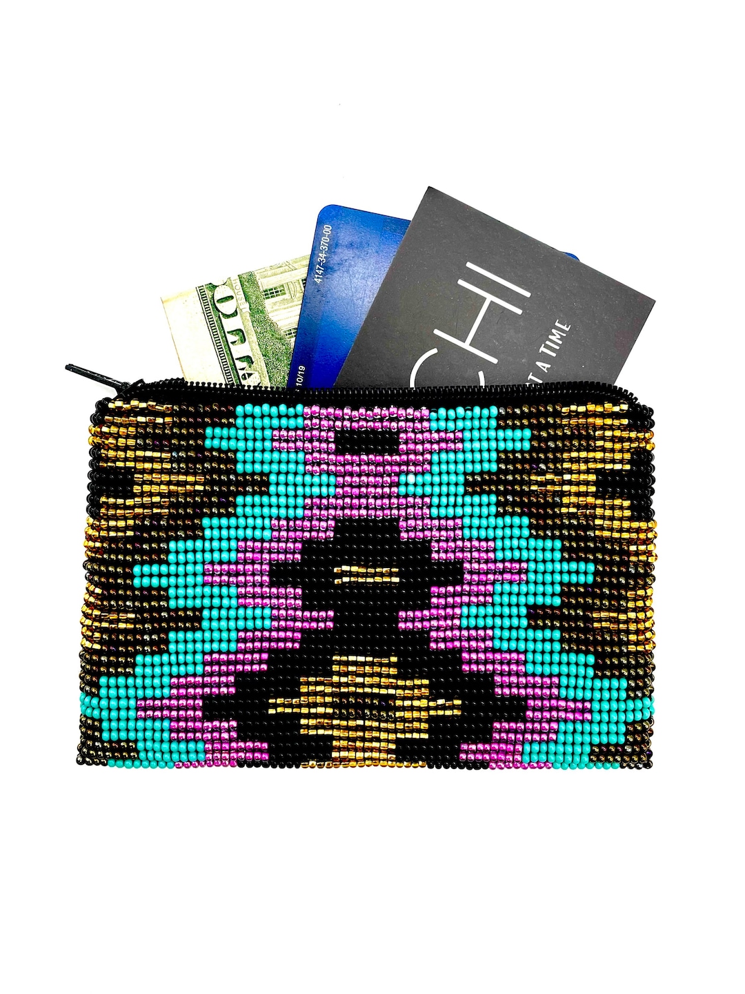 Purple Handmade Beaded Zipper Pouch: Native Design Coin Purse - Etsy