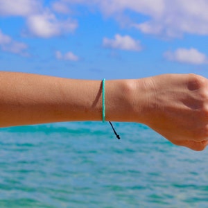3-PACK of Adjustable Surfer Bracelets, White & Teal Beaded Bracelets ...